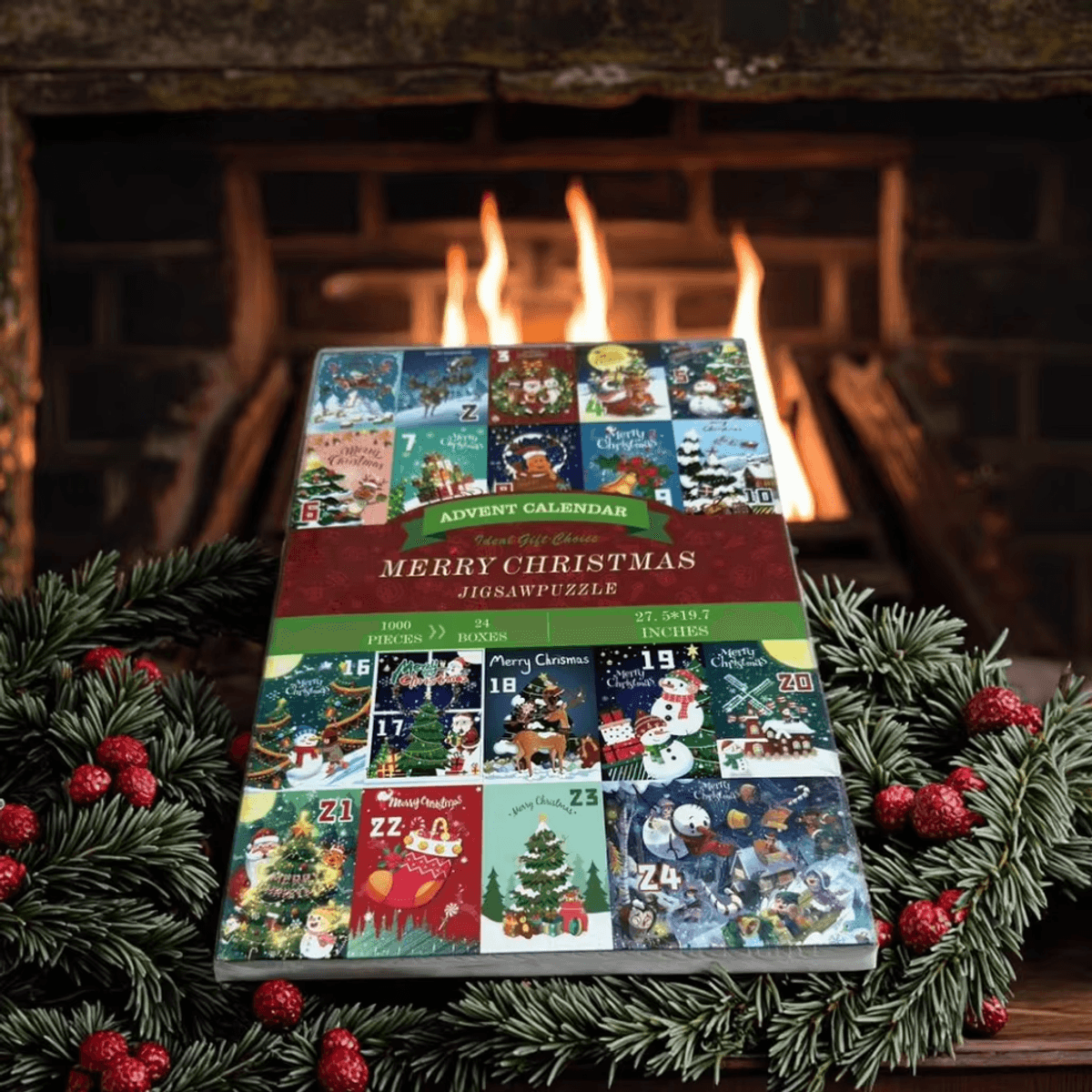 Julekalender med 24 jule puslespill - 1008 biter - 123friluft